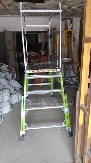 Mobile Industrial Adjustable Guardrail Platform Ladder for sale - JUMAC ...