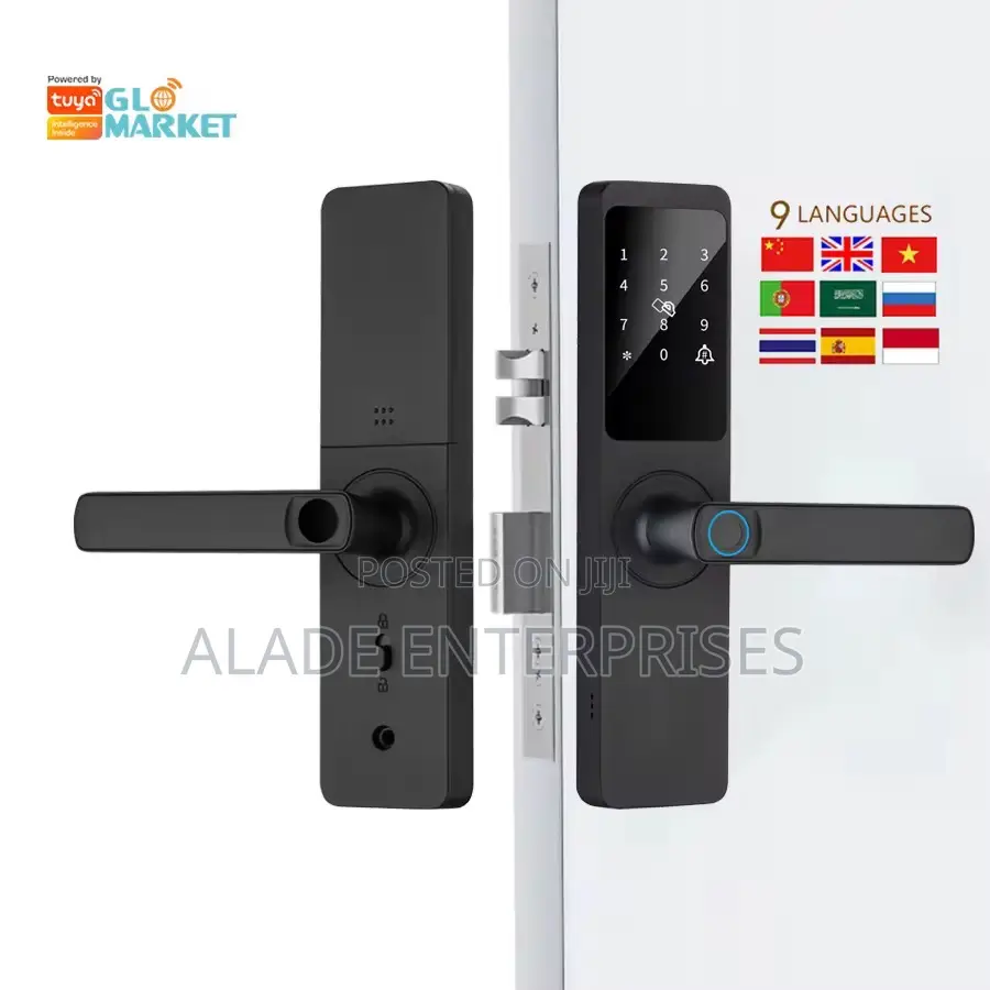 Tuya Wifi Smart Door Handle Digital Fingerprint Lock For Bedroom Home ...