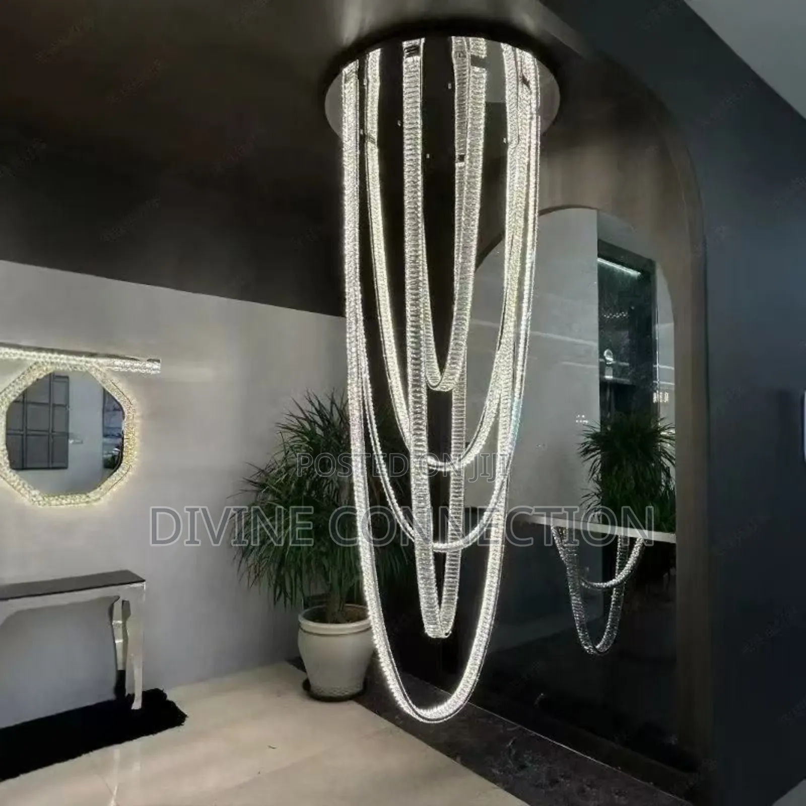 Modern Luxury Crystal Chain Link Cascading Chandelier in Ojo - Lighting ...