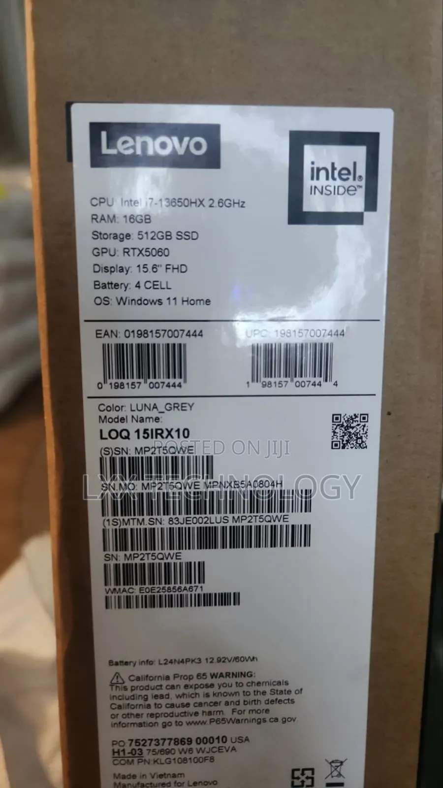 New Laptop Lenovo LOQ 15ARP9 16GB Intel Core I7 SSD 512GB in Ikeja ...