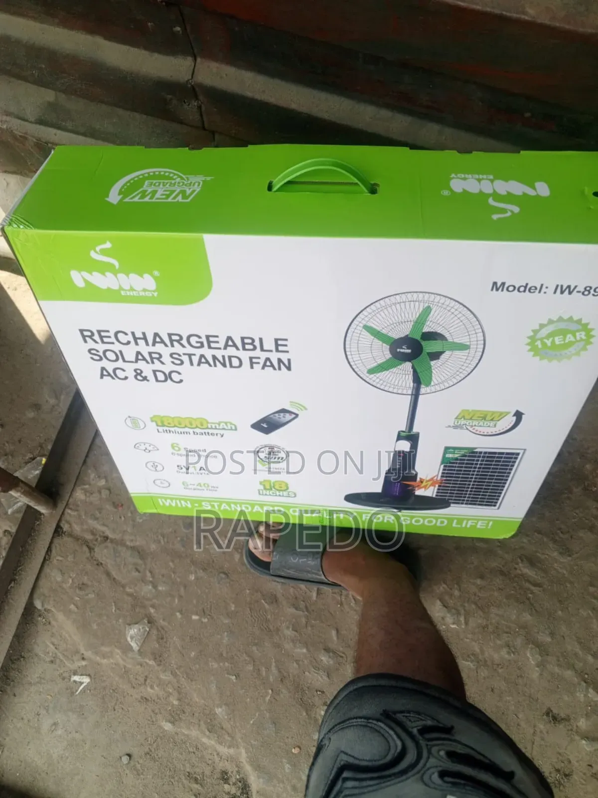 Iwin Reachable Dc/Ac Fan Solar Stand Fan With 18000 Mahms and Panel in ...