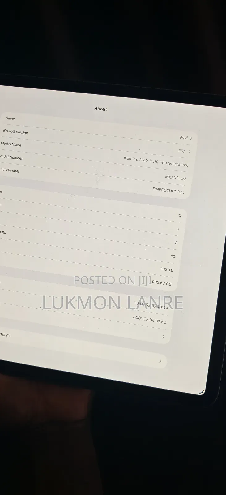 Apple iPad Pro 12.9 (2020) 1 TB Gray in Ikeja - Tablets, Lukmon Lanre ...
