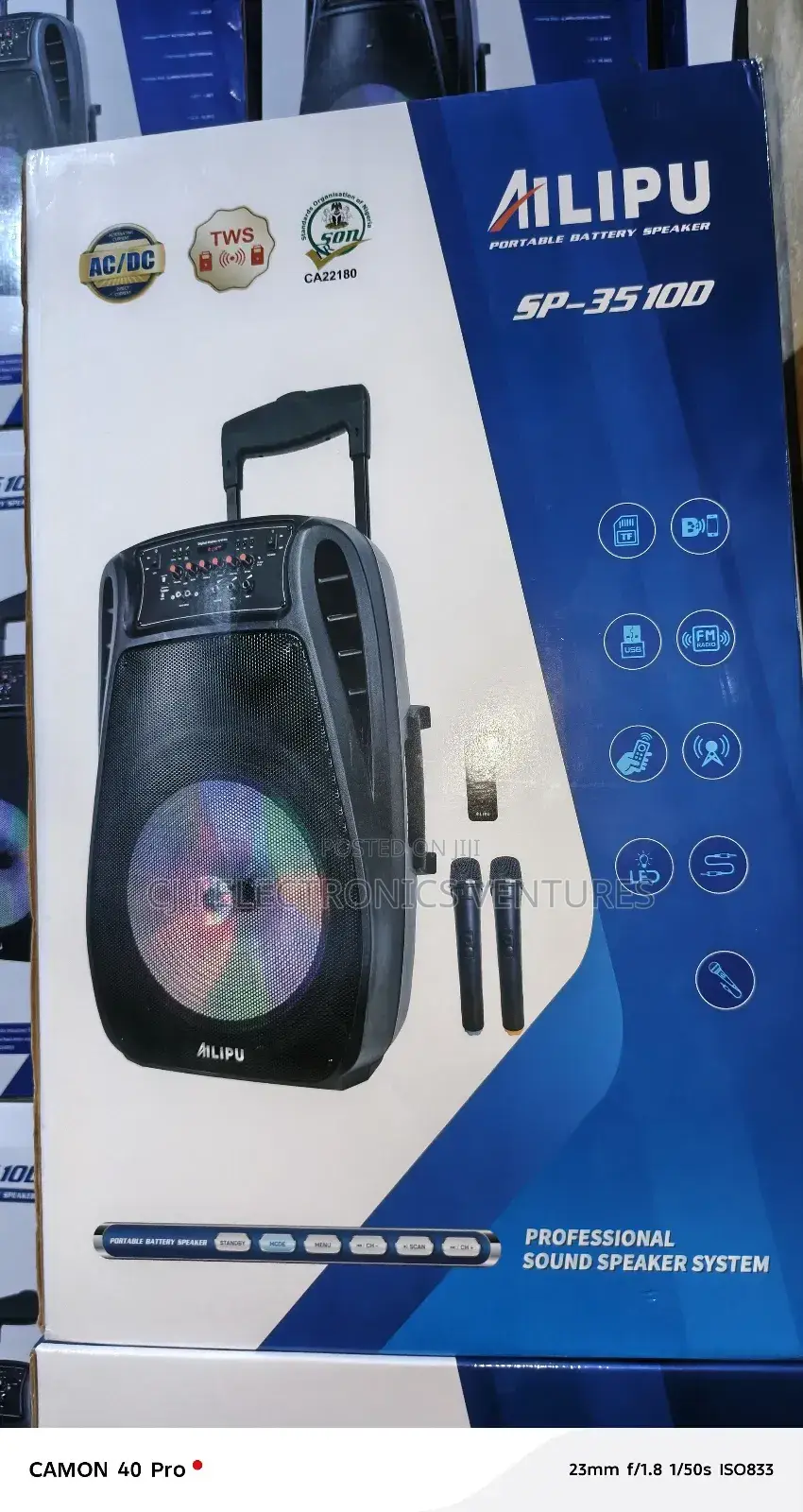 Ailipu 15" Bluetooth Rechargeable Wireless Public Address System . in ...