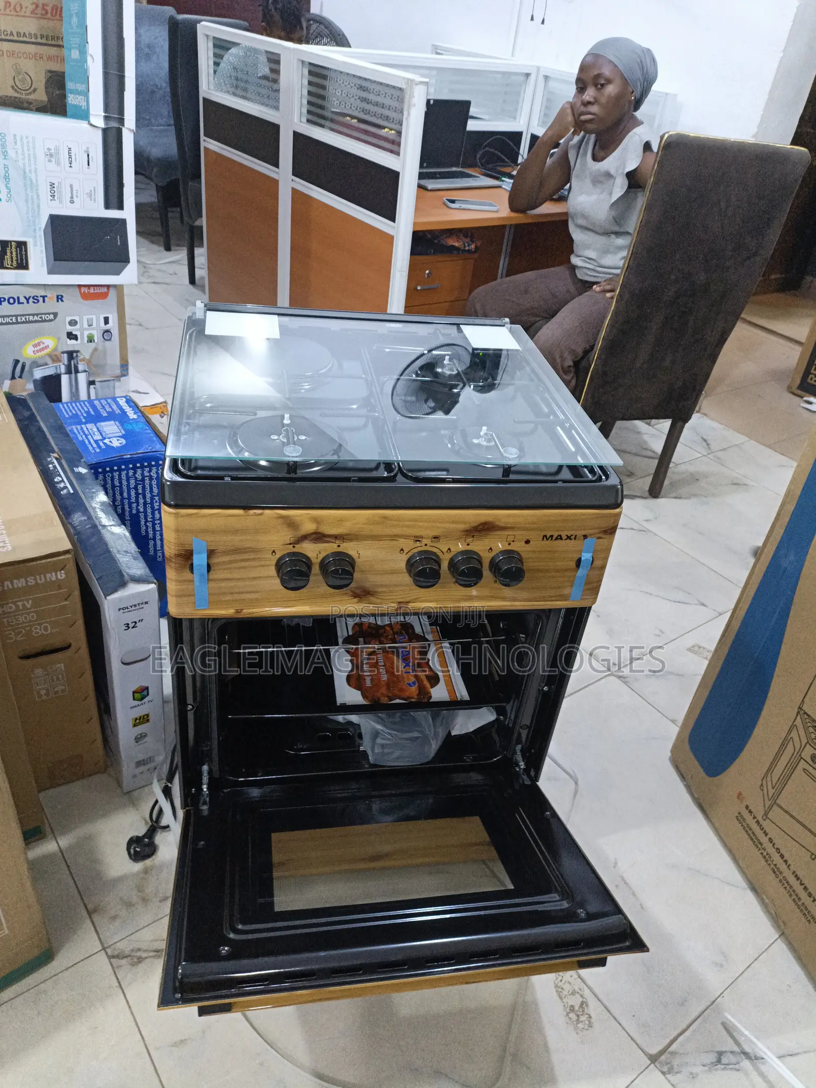 Maxi Wood Gas Cooker 60x60 3 Gas +1 Hotplate for sale - Eagleimage ...