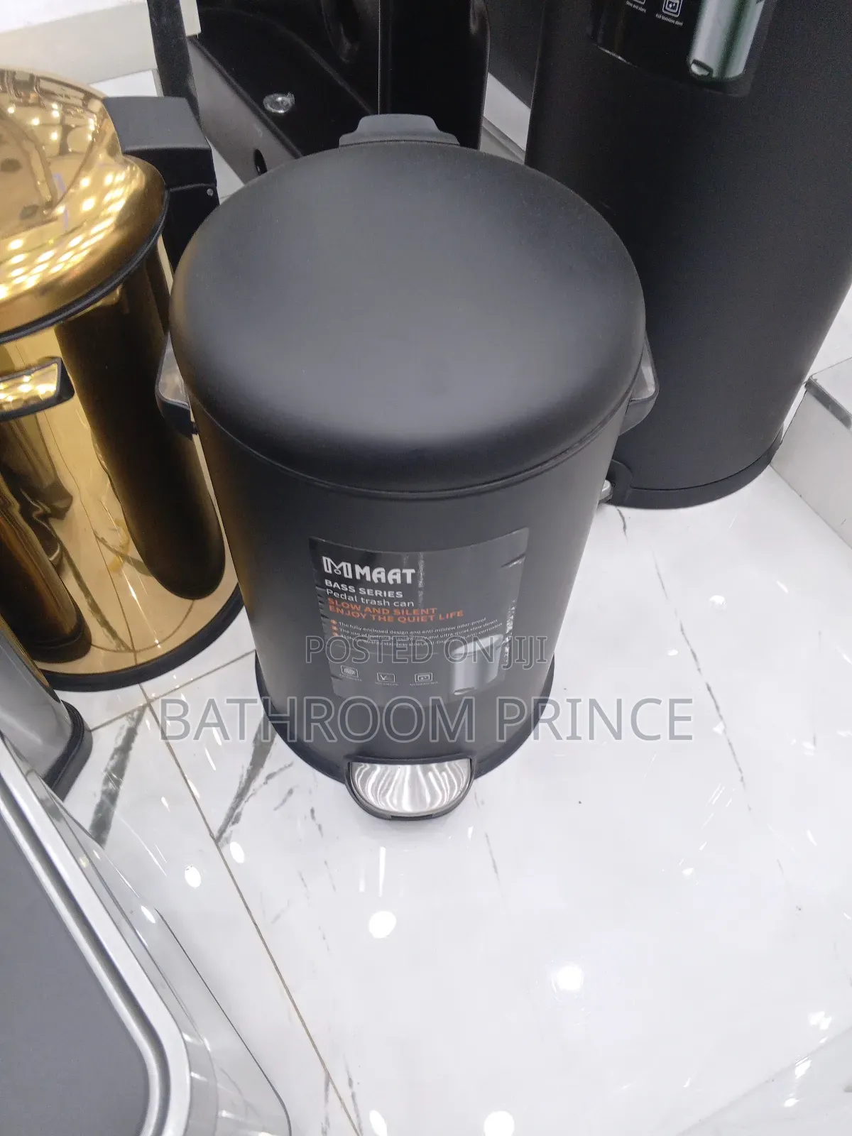 12 Liter Matt Black Foot Opening Waste Bin in Orile - Storage ...