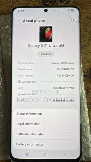 Samsung Galaxy S21 Ultra 5G 256 GB Black in Ibadan - Mobile Phones ...