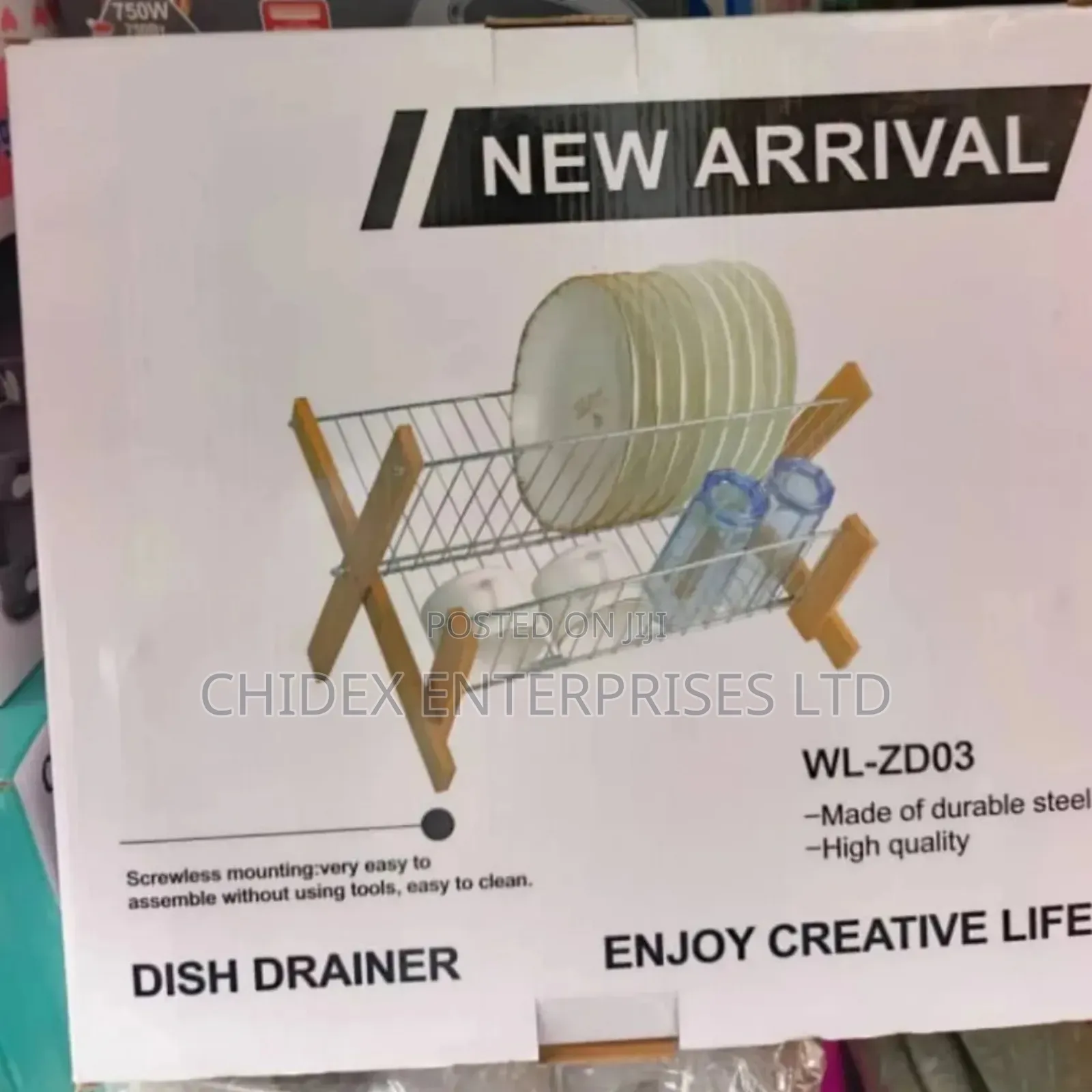 X-Shaped Foldable Dish Drainer With Bamboo Frame and Metal Rack in ...