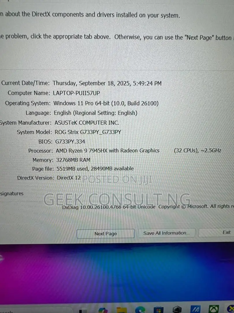 Laptop Asus ROG Strix SCAR Edition 32GB AMD Ryzen 9 SSD 1T in Ikeja ...