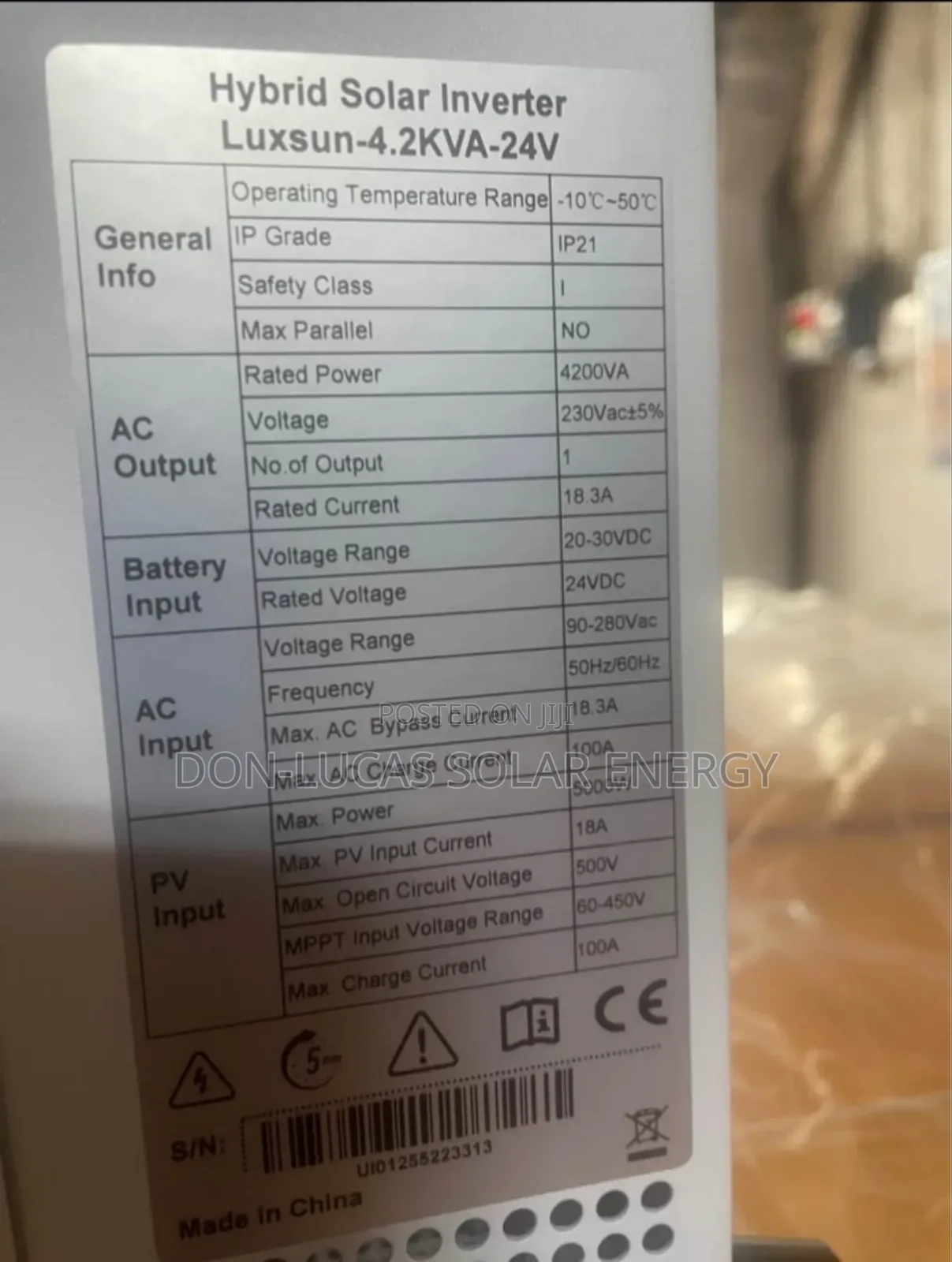 Luxsun Solar Hybrid Inverter 4.2kva 24v in Ibadan - Electrical ...