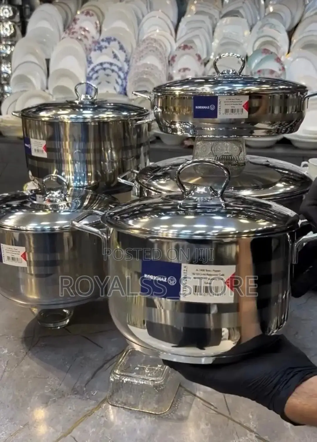 High Quality 5 Set Korkmaz Turkish Heavy Cookware Stainless Pot in Port ...