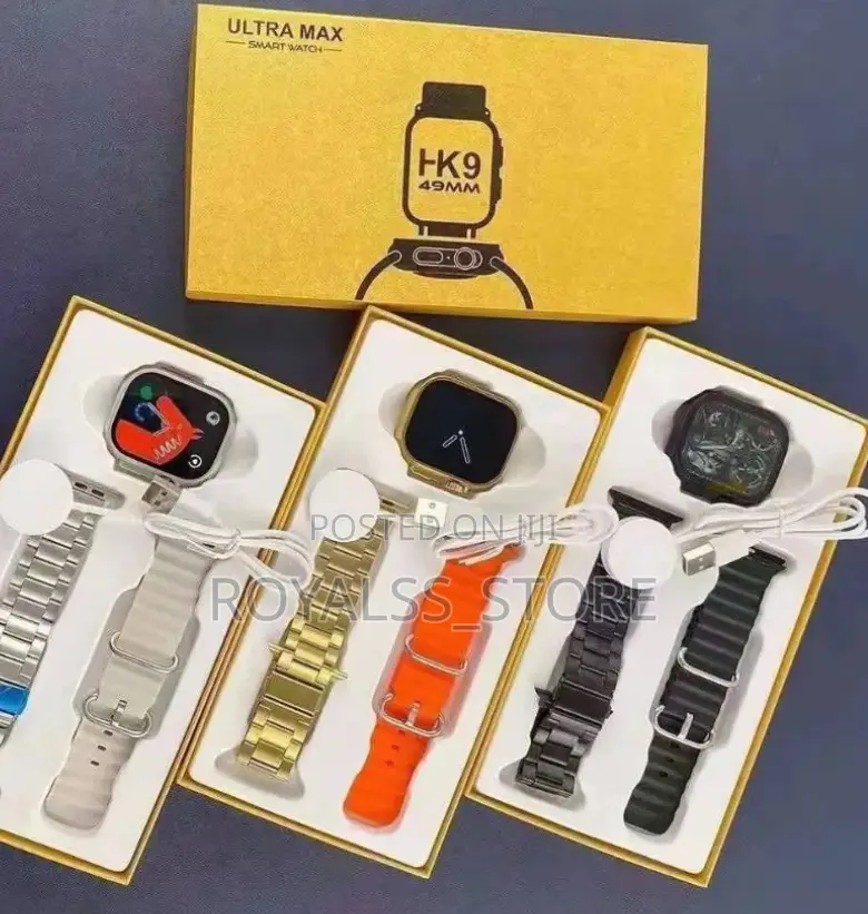 Hk9 Ultra Max Smart Watch Bt – Wireless Charging-Silver Set in Port ...