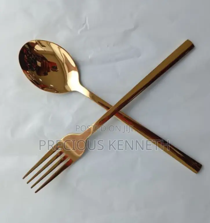 6pcs Gold Spoon Fork Set Premium Stainless Steel Cutlery Dining Home in ...