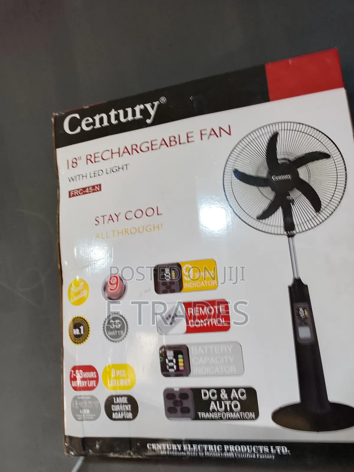 Century 18-Inch Cordless Rechargeable Fan + Led Light Combo in Ikeja ...