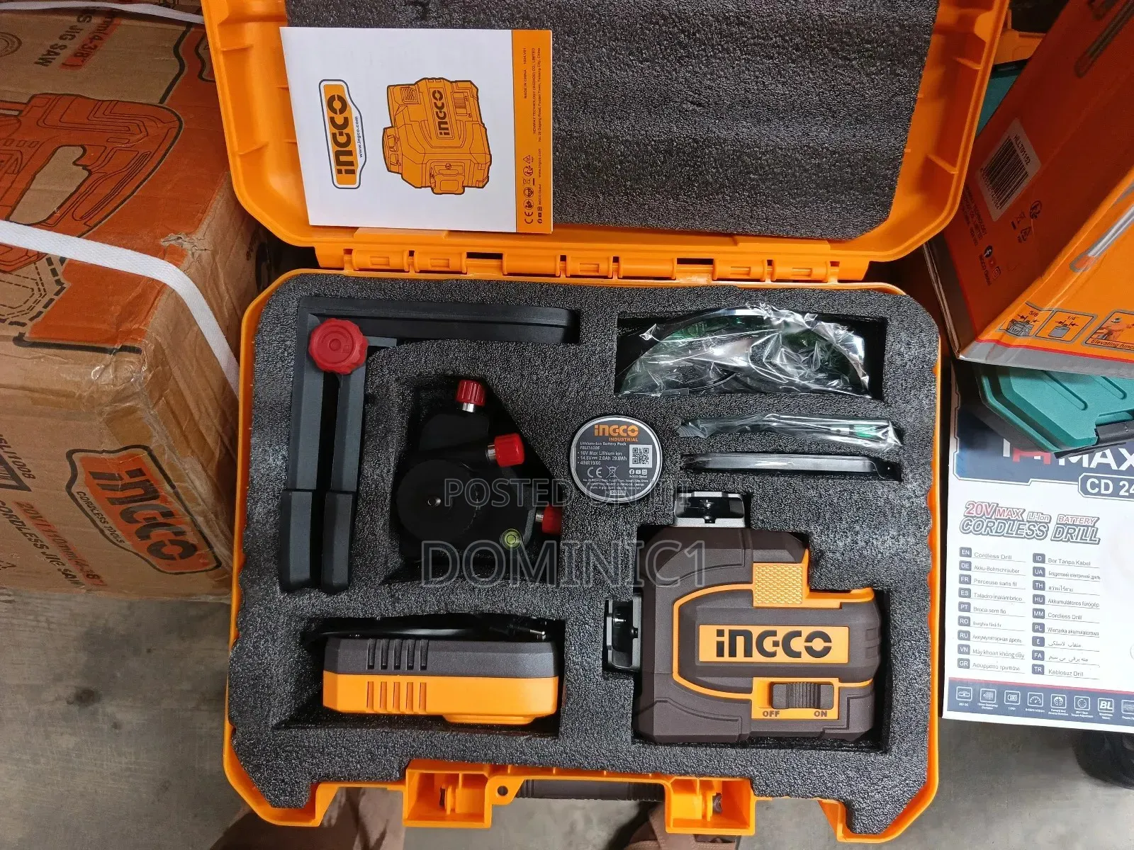 Ingco 16v Cordless 3d Laser Level (Model Hll301201) And A Tripod. in ...
