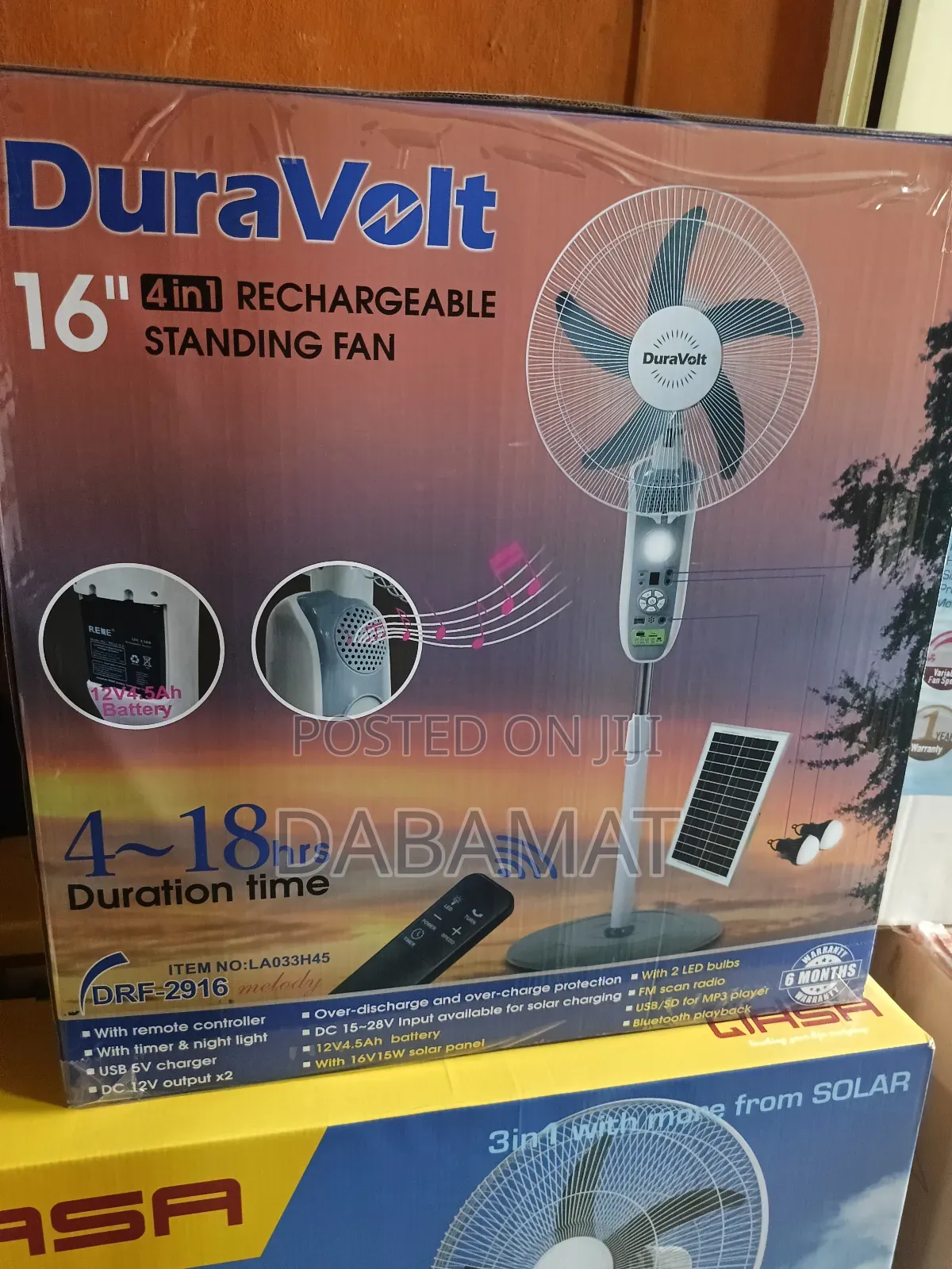 16 Inches Solar 4in1 Rechargeable Fan With Bluetooth and Fm in Ikeja ...