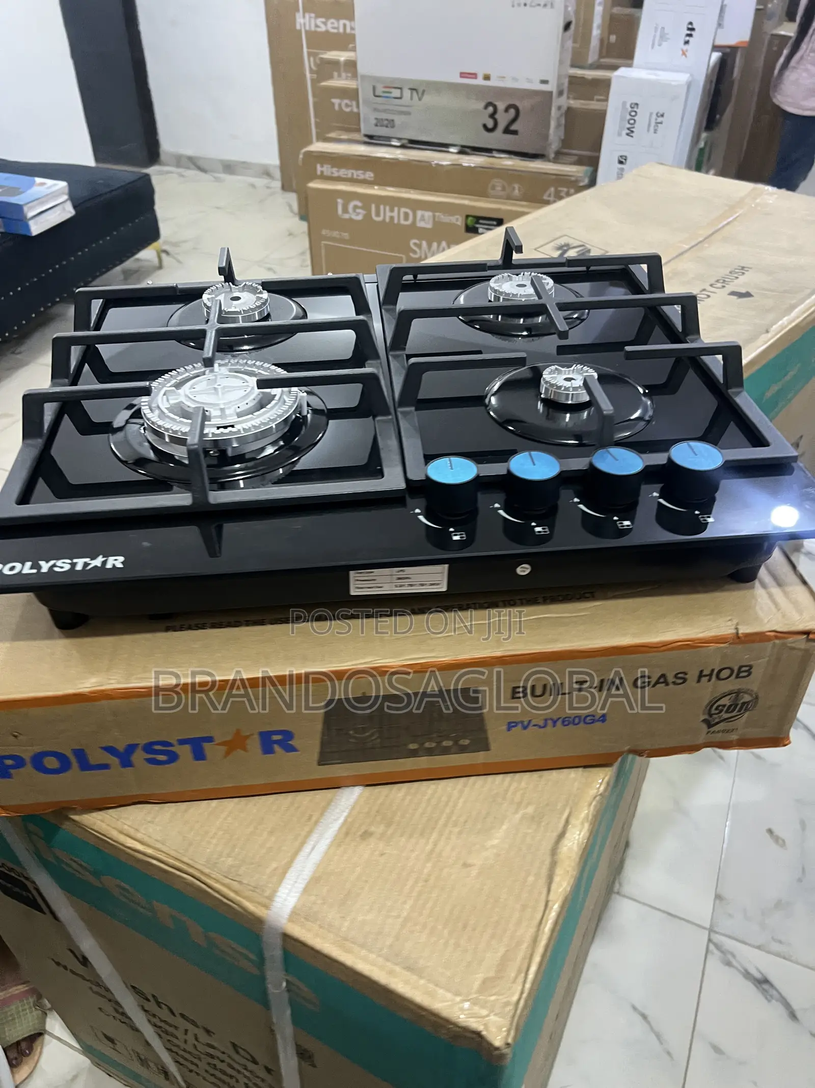 Polystar 4 Burner Built in Gas Hob Pv-Gt60g4 Strong Glass Finish in ...