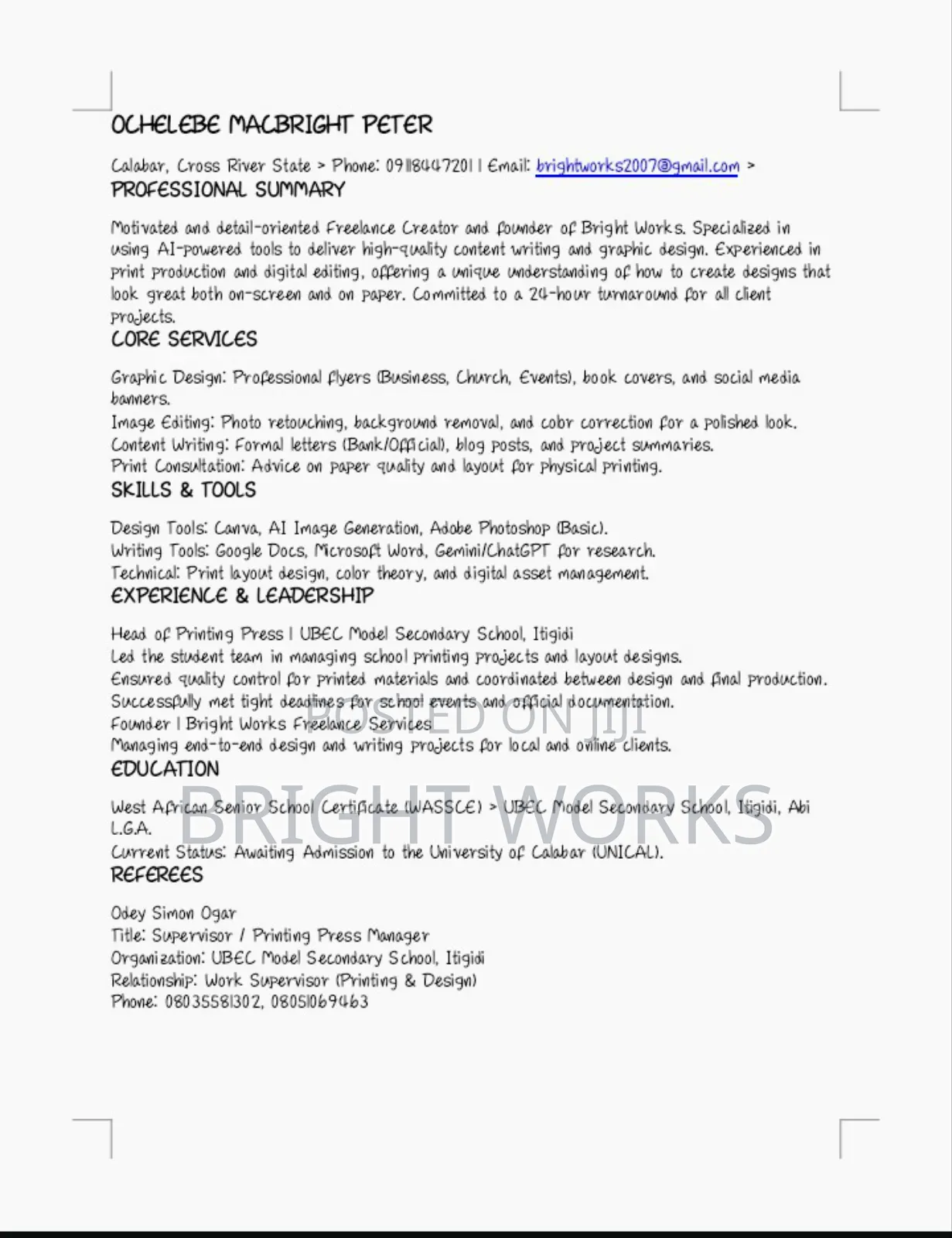 Bright Works: Fast Graphics Professional Writing in Calabar - Computer ...