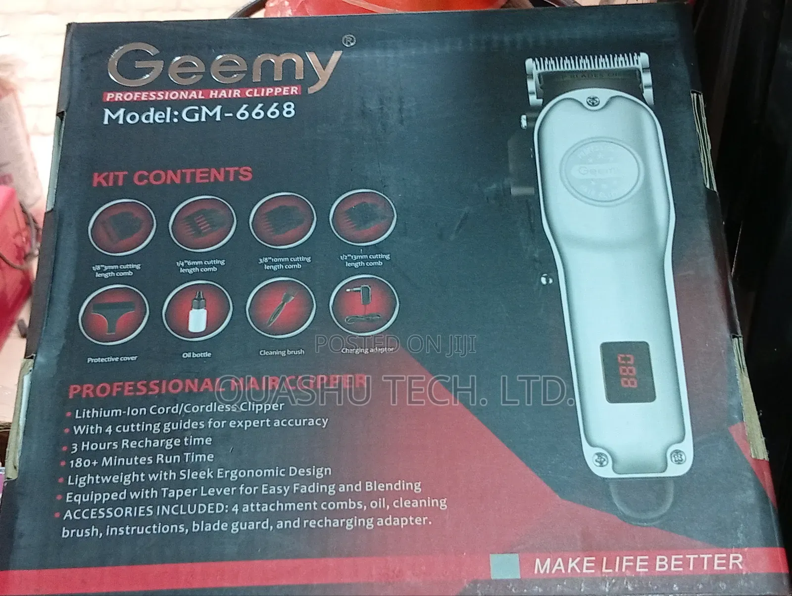 Geemy Professional Rechargeable Hair Clipper – Cordless Barber Grade in ...