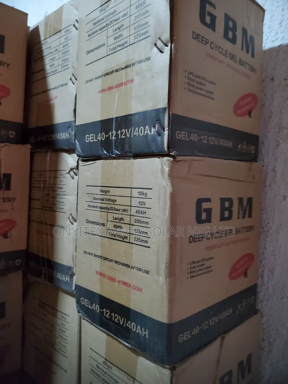 G.B.M Dee Cycle Gel Battery 40ah 12v in Ojo - Electrical Equipment, Onyitex Mega Solar Nig Ltd ...