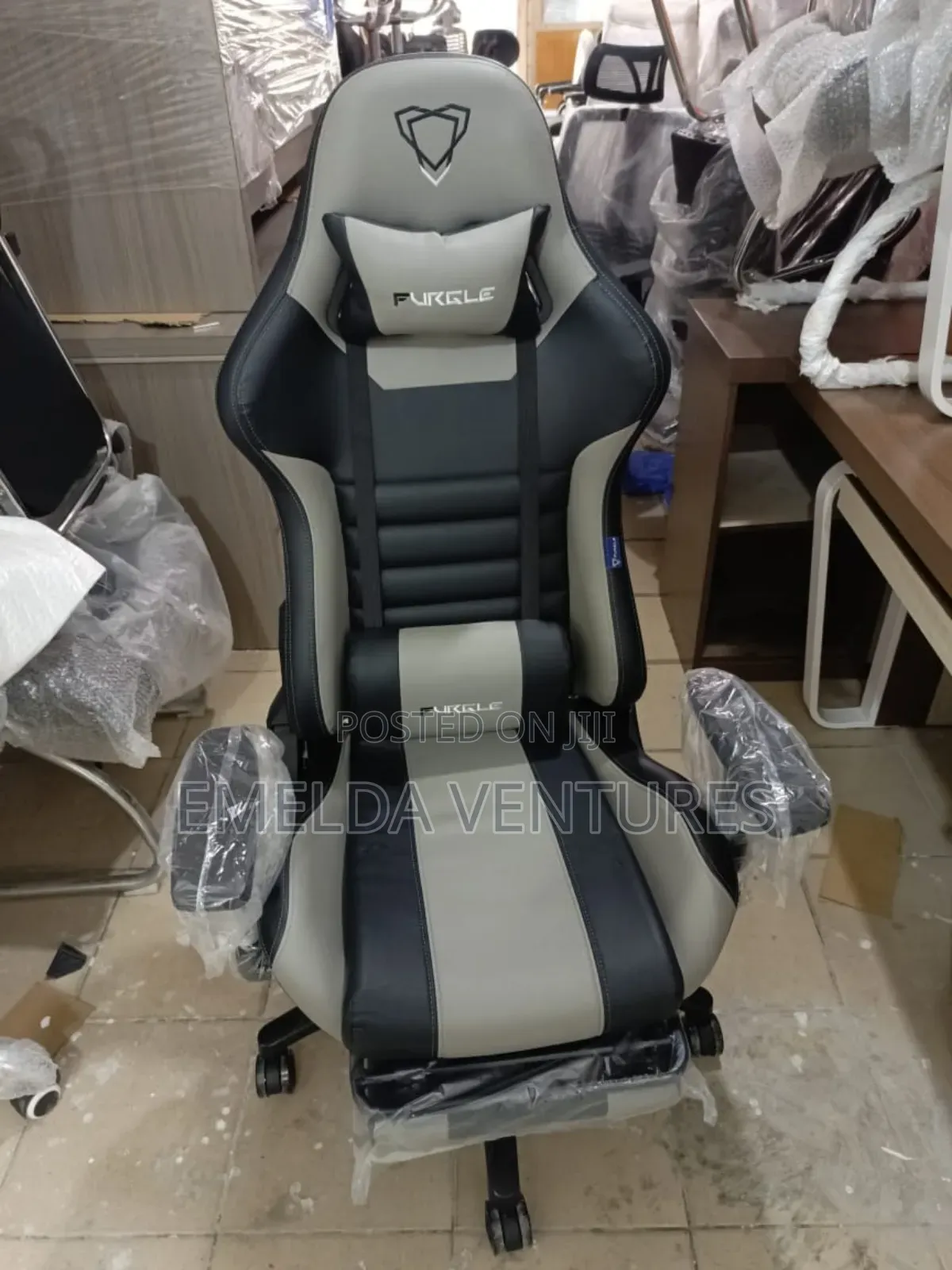 Gaming Chair With Foot Rest and Headrest/Ash and Grey Colour in ...