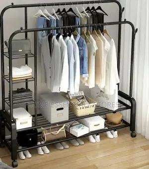 Double Pole 68kg Hanger With Shoes Rack - Heavy Duty Clothes Rack in ...