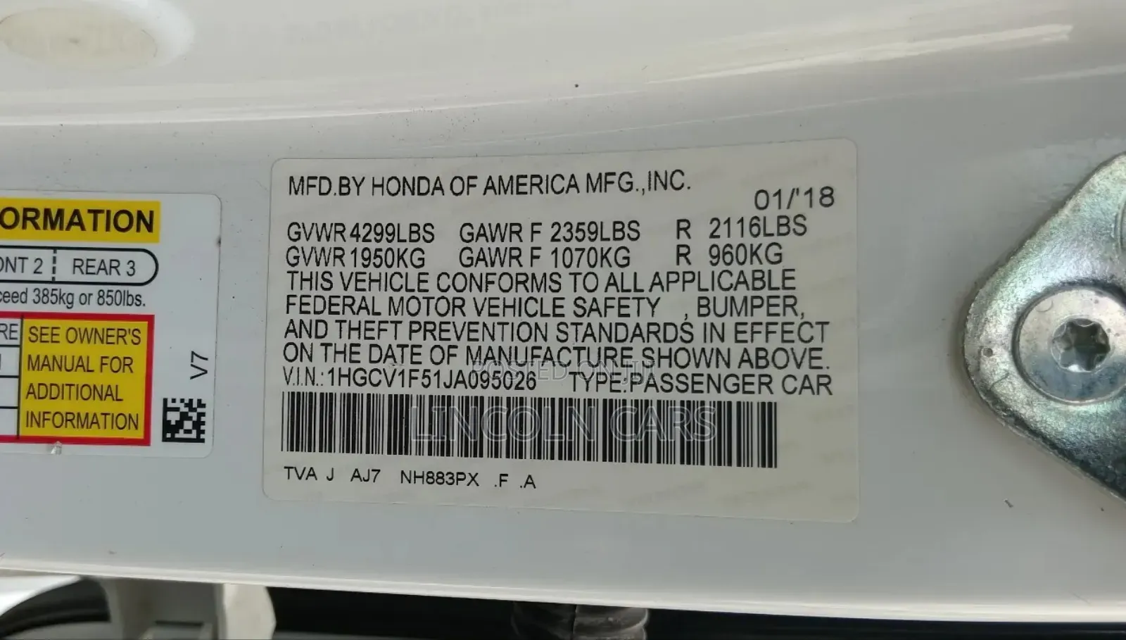 Honda Accord EX-L (2.0L 4cyl Turbo 10A) 2019 Off white in Maitama ...