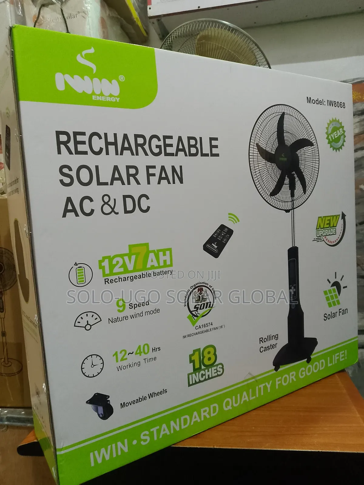 Iwin Rechargeable Solar Fan Ac Dc for sale - Solo-ugo Solar Global ...
