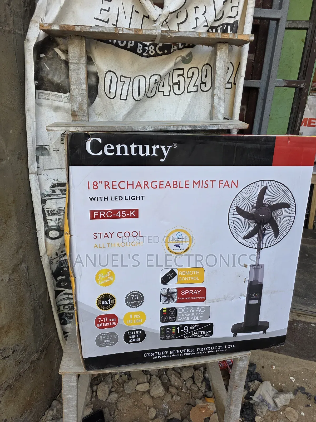 18"Century Rechargeable Standing Mist Fan in Ojo - Home Appliances ...