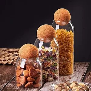 3 Pcs Clear Glass Jars With Airtight Seal Ball Cork Food Storage in ...
