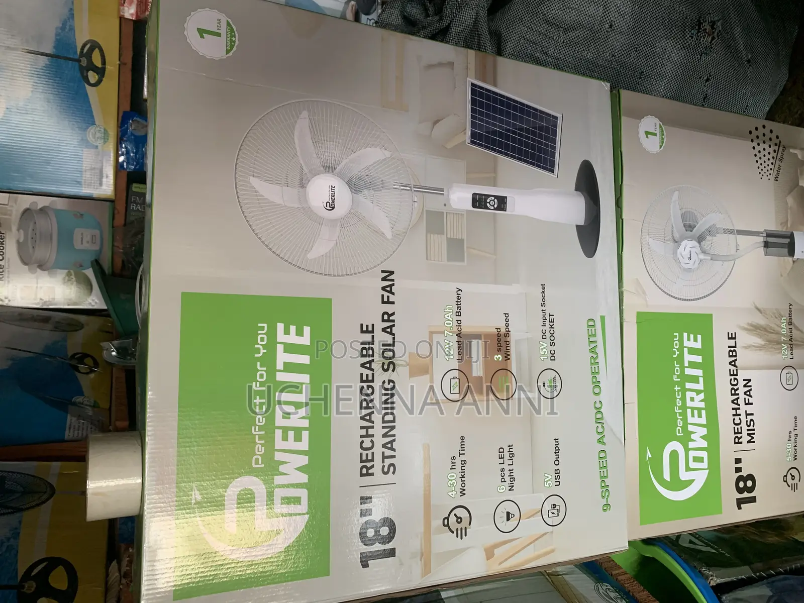 Power Lite Rechargeable Fan 18 Inches With Solar Panel in Abule Egba ...