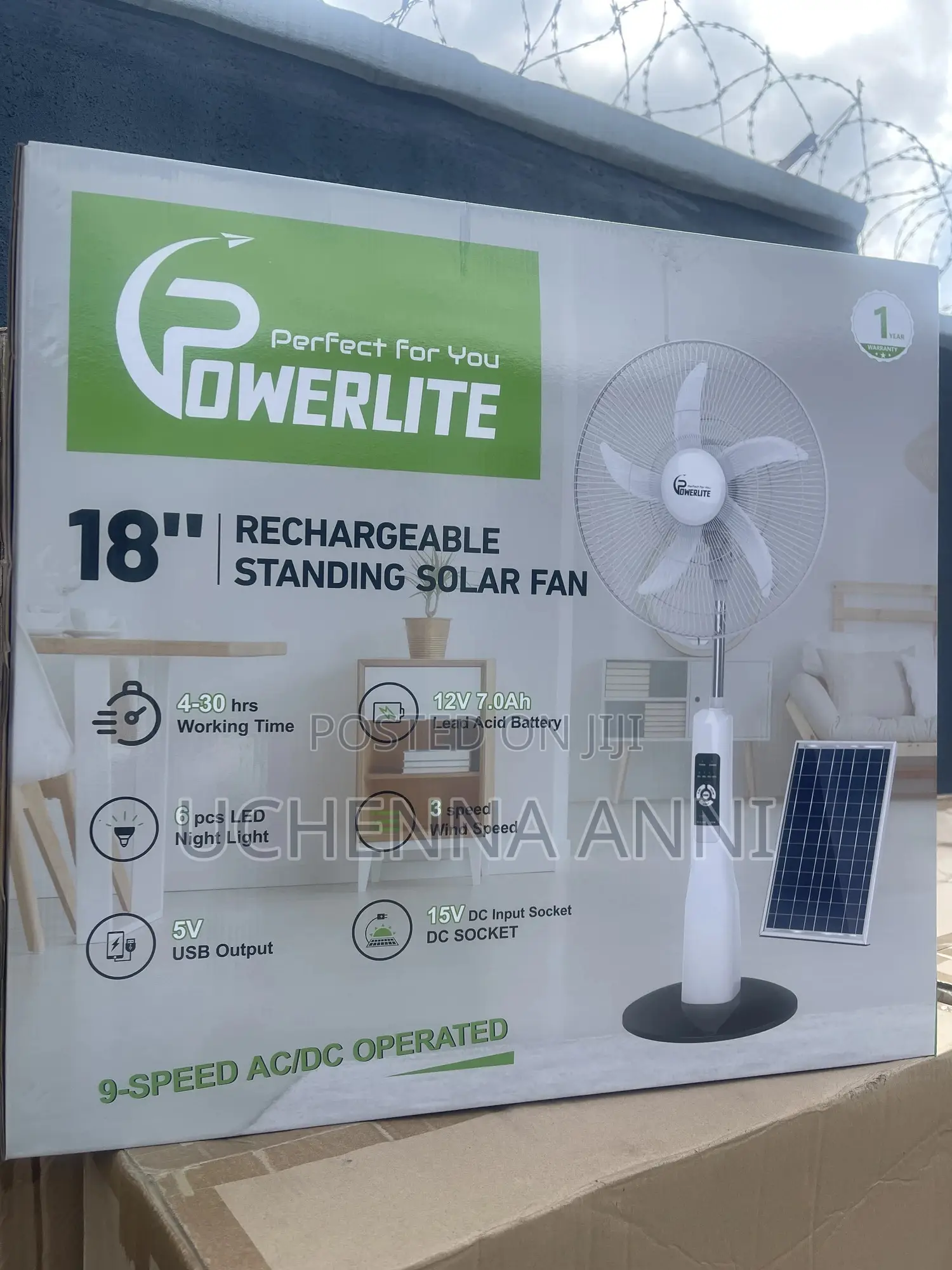 Power Lite Rechargeable Fan 18 Inches With Solar Panel in Abule Egba ...