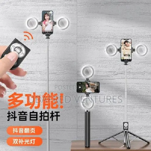 Wireless Selfie Stick Tripod Double Lamp Dimmable Ring in Lagos Island ...
