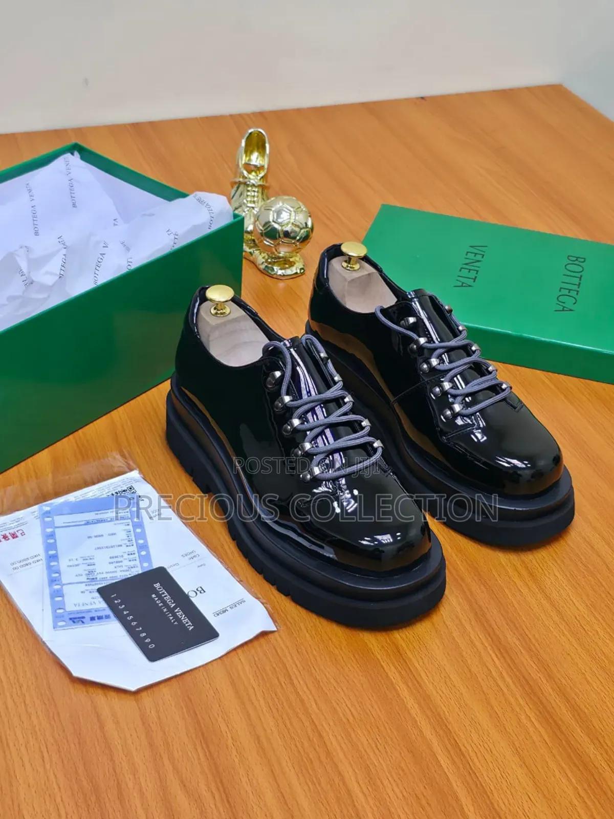 Glossy Double Sole Bottega Lace Up Black Shoe in Ojo - Shoes, Precious ...