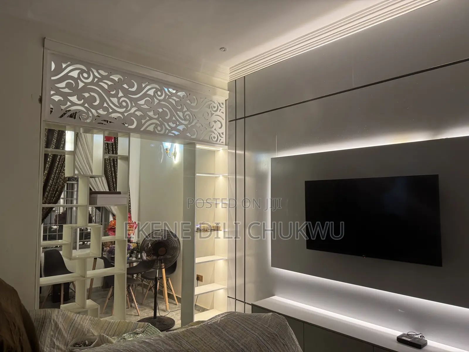 Modern Led Tv Wall Panel With Display Shelves and Storage Console in ...
