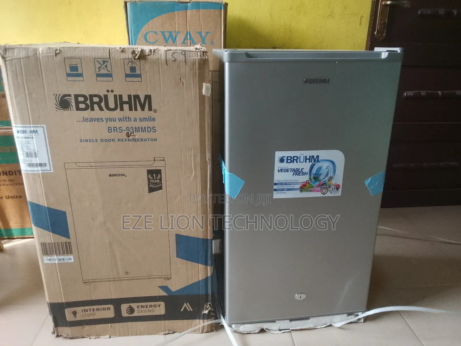 Bruhm - BRS - 93mmds +( Interior Light, Single Door, 2shelves) Fridge ...