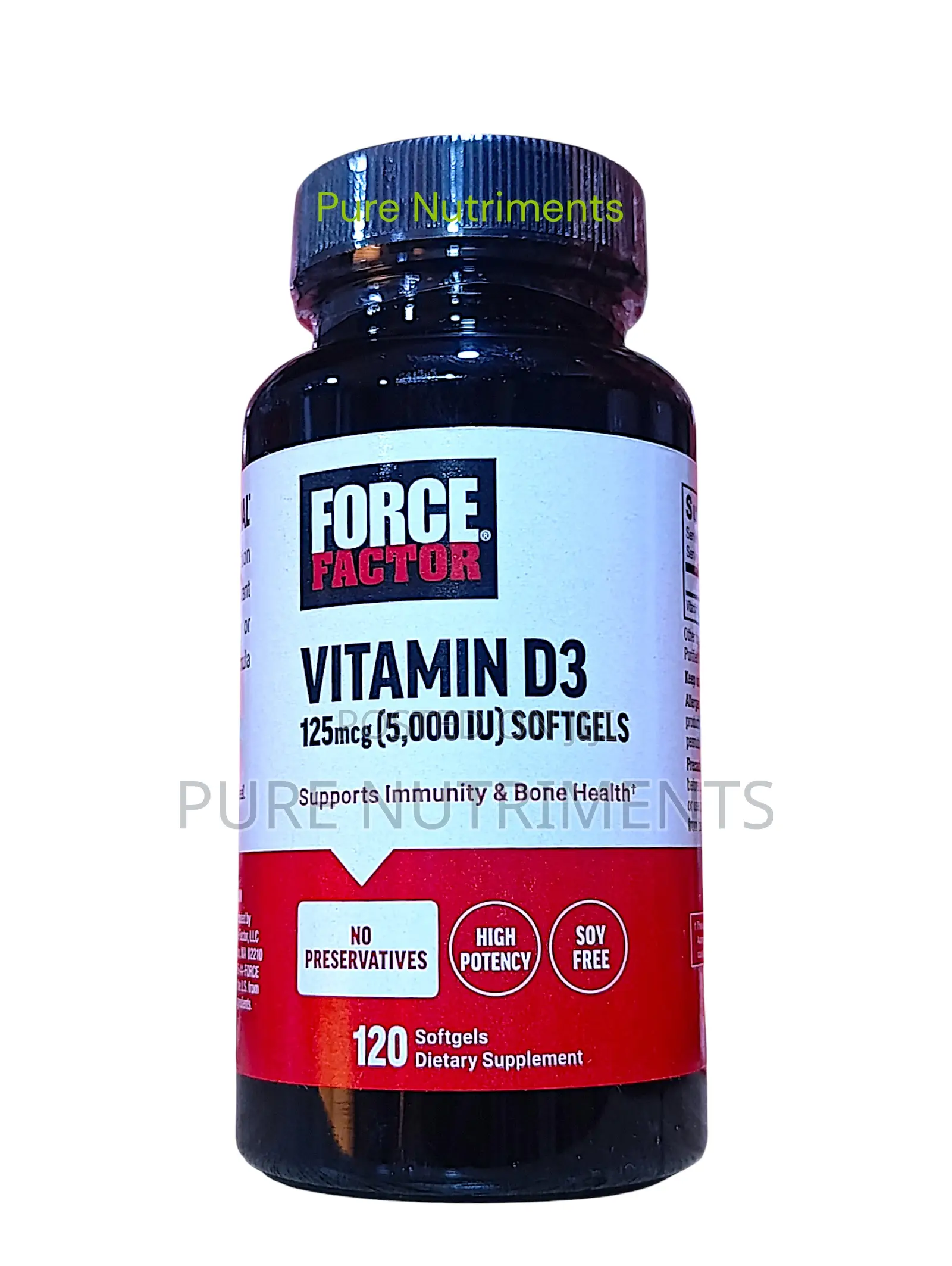 Force Factor Vitamin D3 5,000 Iu – Immune Bone Support 120 Softgels for ...
