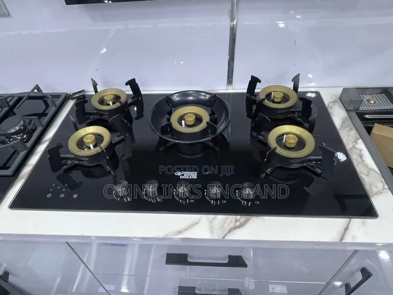 High Quality in-Built Gas Cooker With 5 Brass Burners 8mm Glass in ...