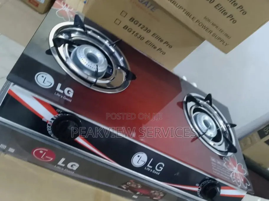 Two Burner Tabletop Gas Cooker With Sleek Glass Top Lg-004gls-Ns in ...