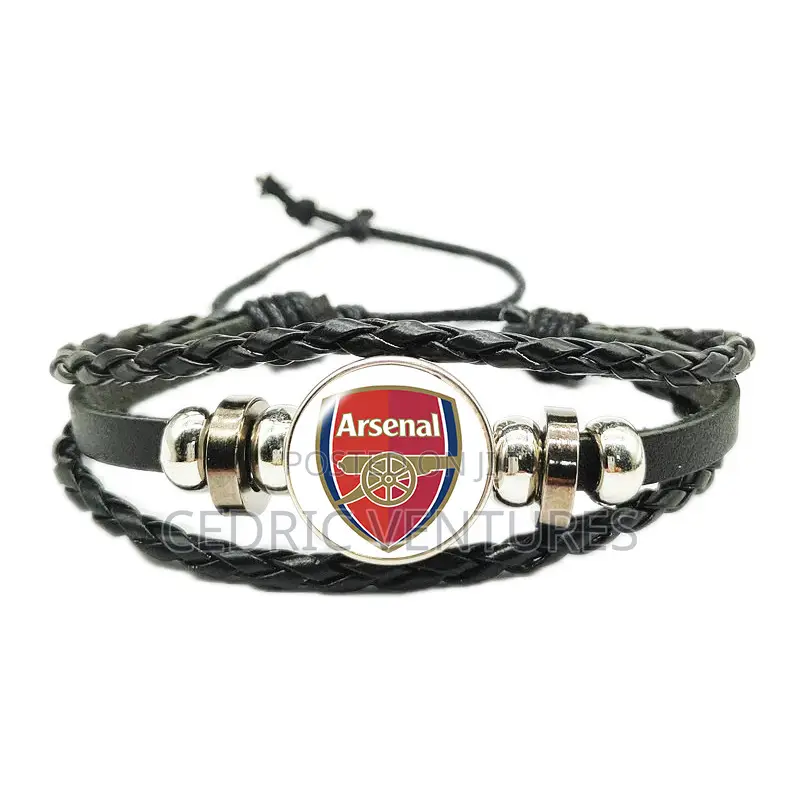 Football Club Logo Time Stone Braided Adjustable Leather Rope Bracelet ...