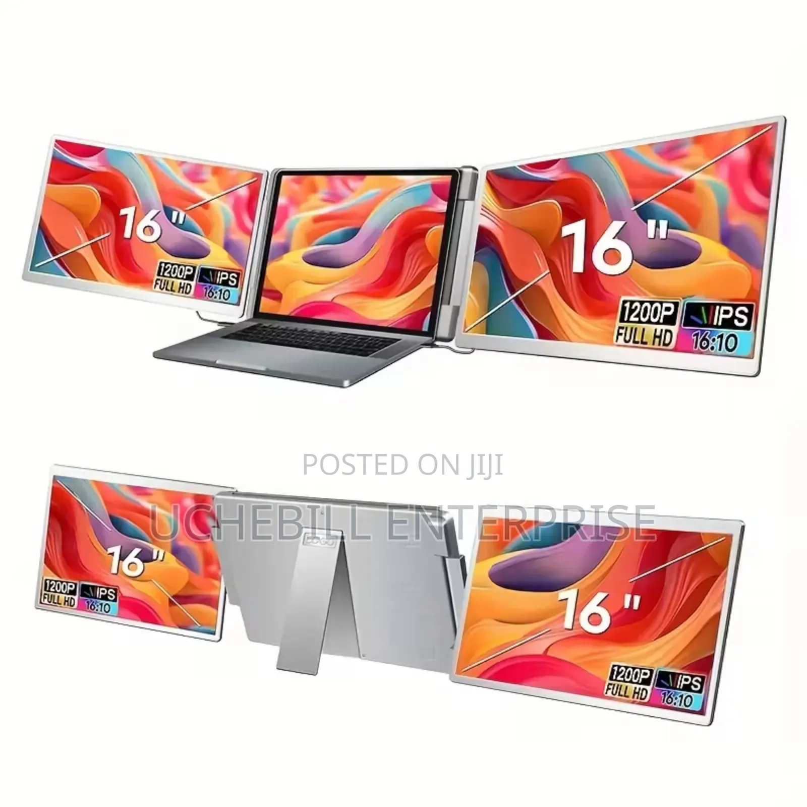 Dual 16-Inch Triple-Screen Laptop Monitor Extender, Screen 360° Rotat ...