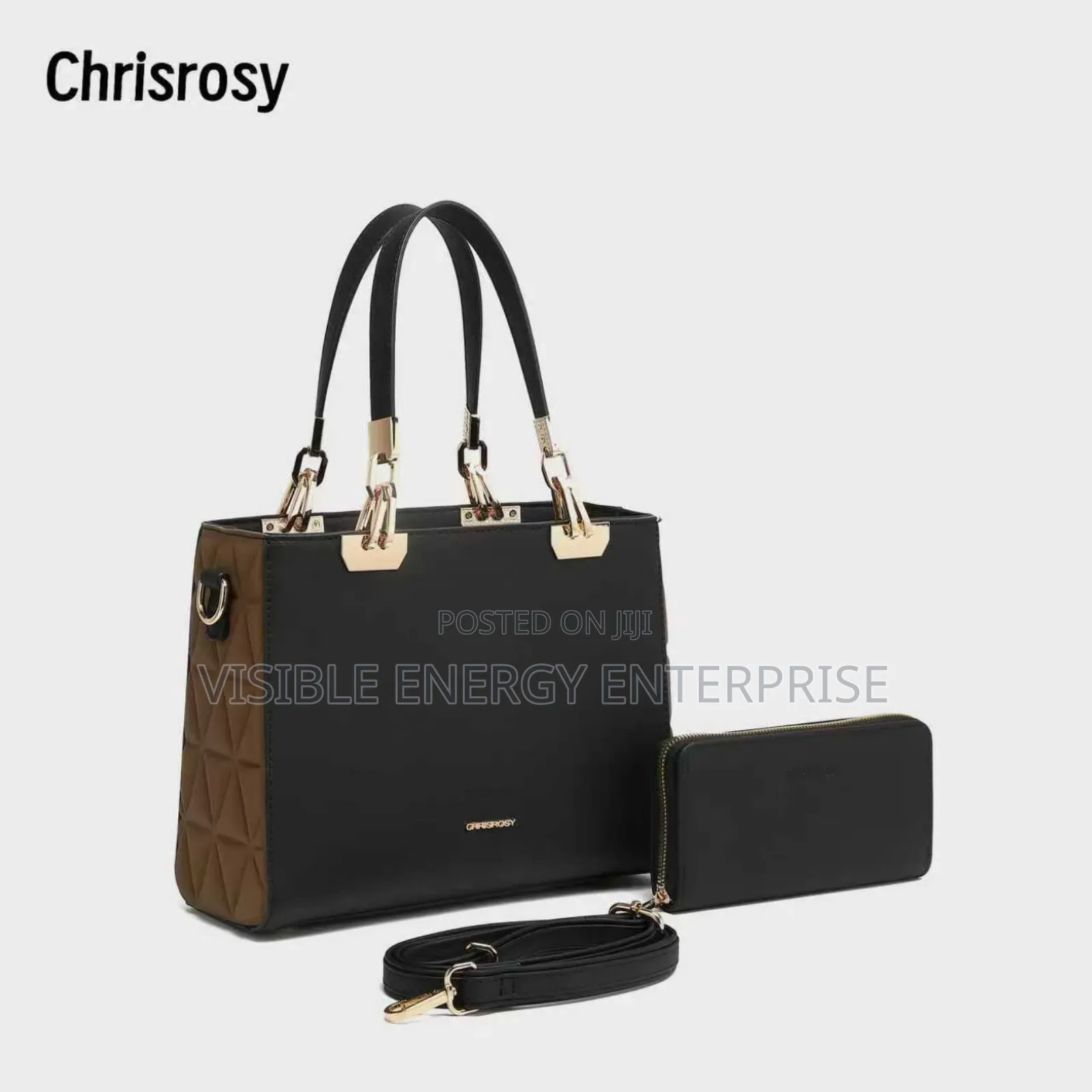 Black and Brown Chrisrosy Posh Chain Strapped Elegant Bag - VISIBLE ...