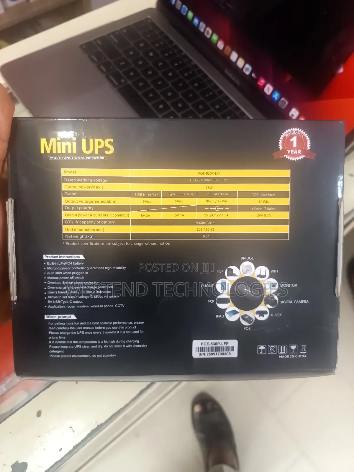 Mini Ups Poe Power Bank for Router, Camera, Ps, Monitor, Pos iPad Etc ...