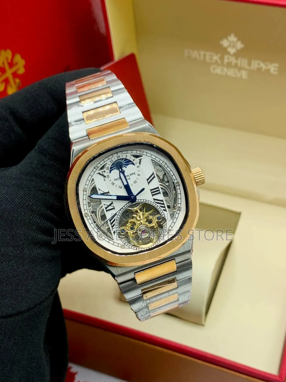 Patek Philippe Nautilus Moon Phase Skeleton — Two-Tone Luxury in Port ...