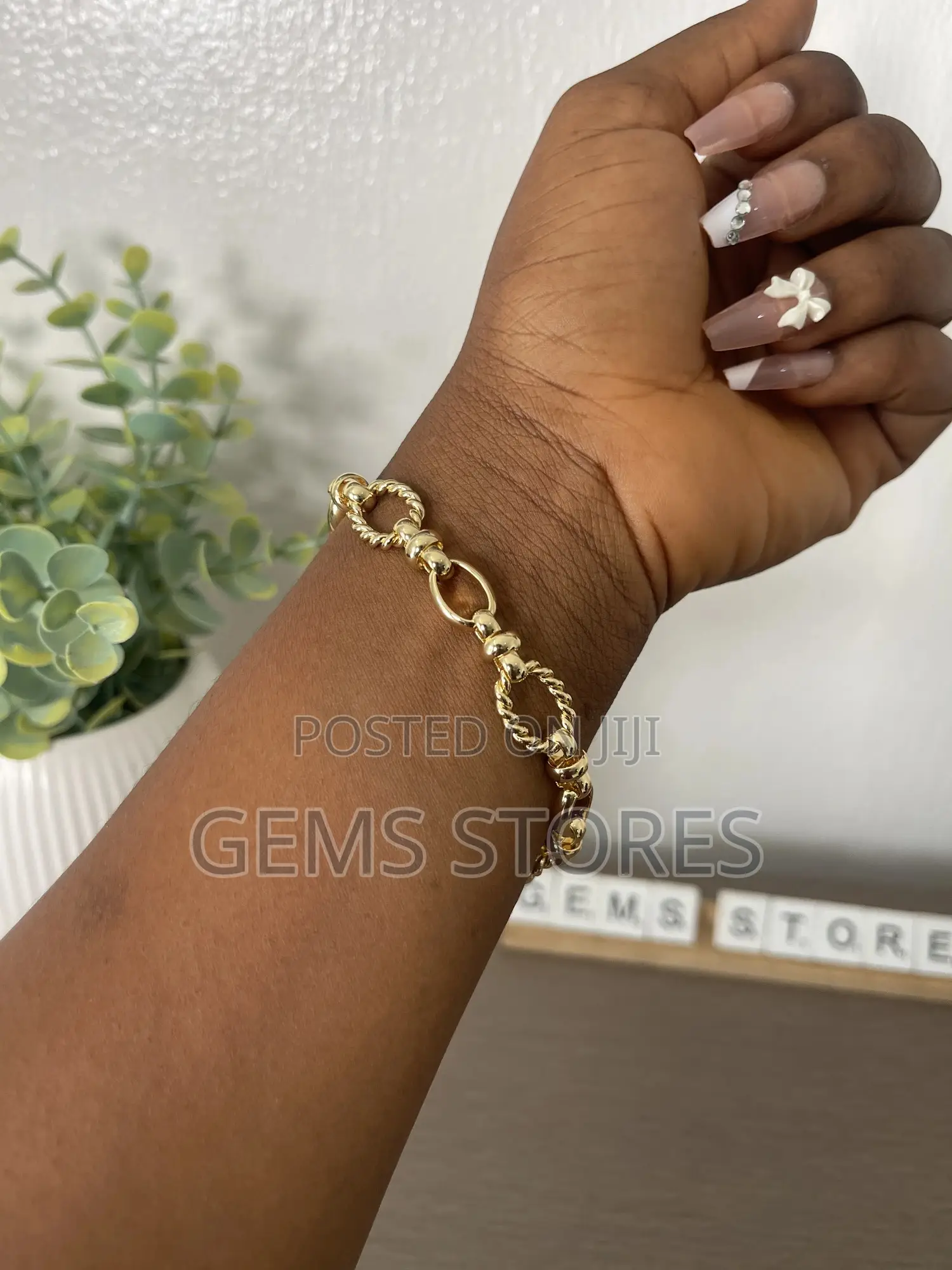 Unisex Premium Gold Textured Oval Link Bracelet in Gwarinpa - Jewelry ...