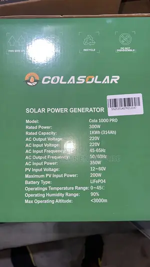 1kwh Pro Cola Solar Generator With 1 400w Panel and 4mm Dc Cable in Ojo ...