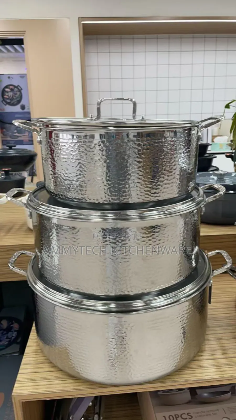 3pcs Big Stainless Steel Pots 32cm-40cm - AMMYTECH KITCHENWARE STORES ...