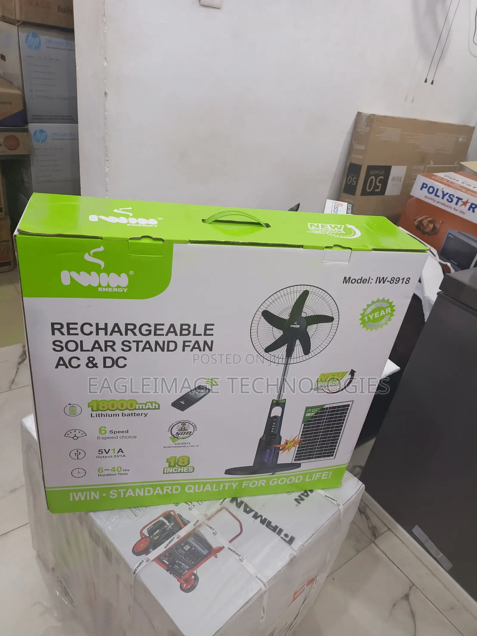 Iwin 18′′ Solar-Powered Rechargeable Fan in Alimosho - Home Appliances ...