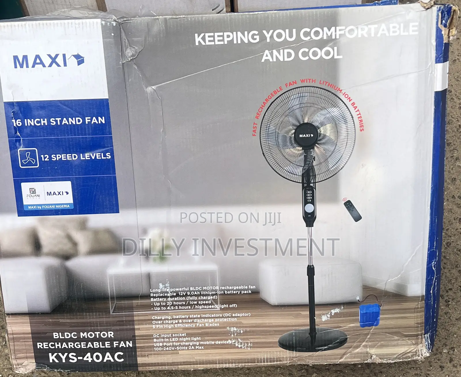 Maxi 16inches Rechargeable Fan for sale - Dilly Investment Price: ₦ ...