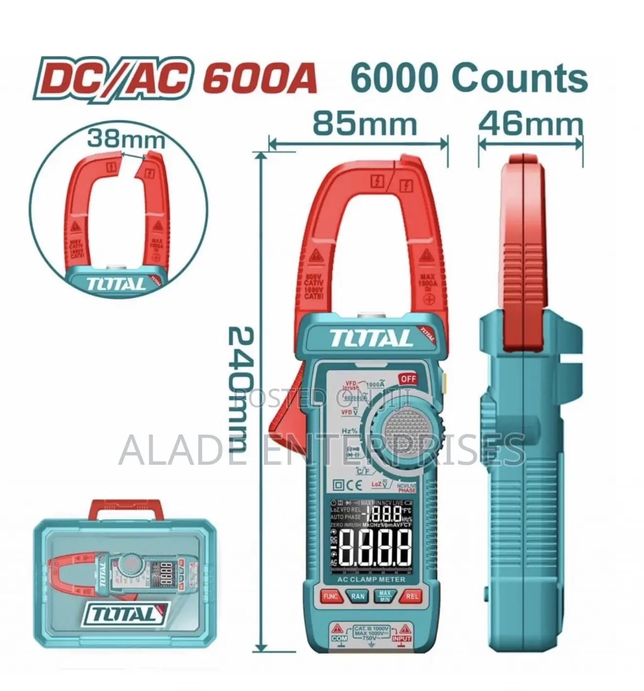 Total Dciac Clamp Meter 600a, Trms 6000 Counts With Temperature in ...