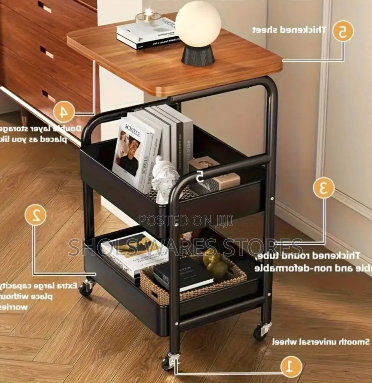 2-layers Heavy-duty Rolling Storage Cart With Wheels And Steel Frame in ...